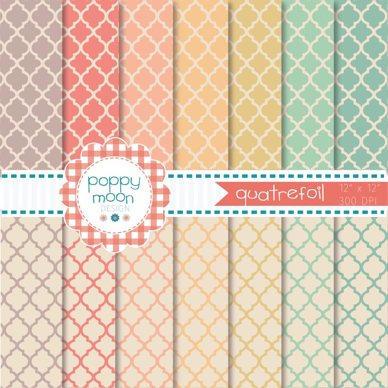 Quatrefoil Vintage Colors ,printable Digital Paper Pack - Etsy