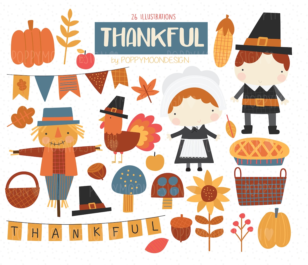Thankful, Thanksgiving, Harvest, Digital Printable Clipart - Etsy