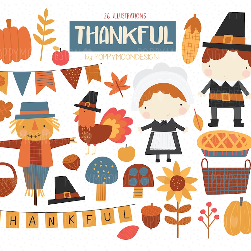 Cute Thanksgiving Clipart - Etsy