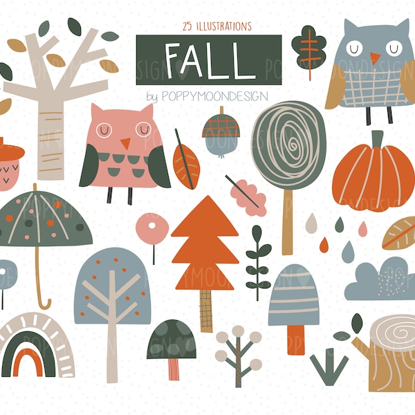 Fall Owl Clipart - Etsy