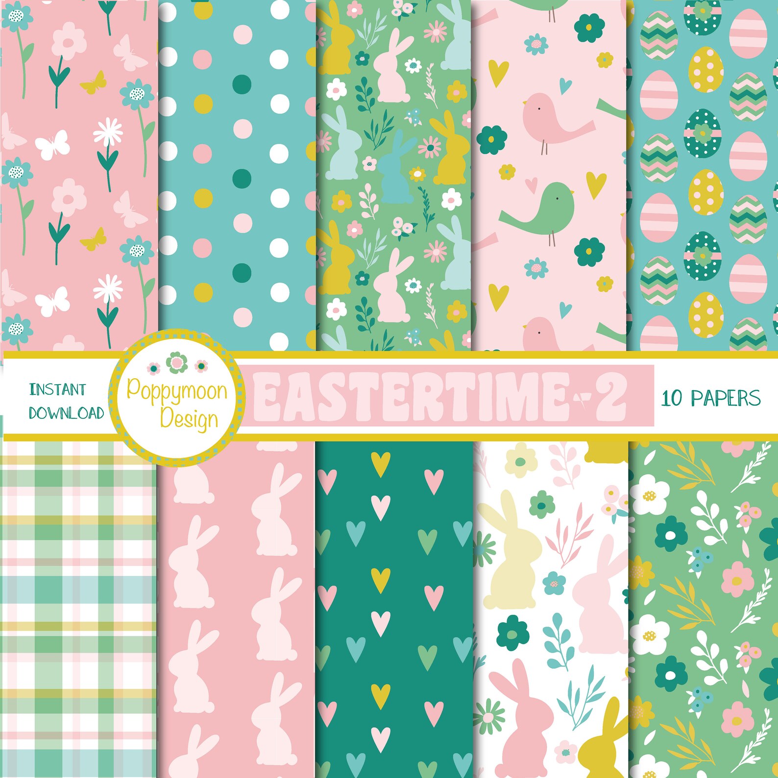 Easter Time-2, Digital Paper Pack - Etsy