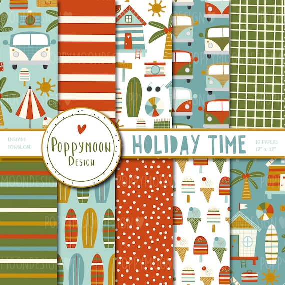 Holiday Time Vacation Summer Patterns Printable Digital - Etsy