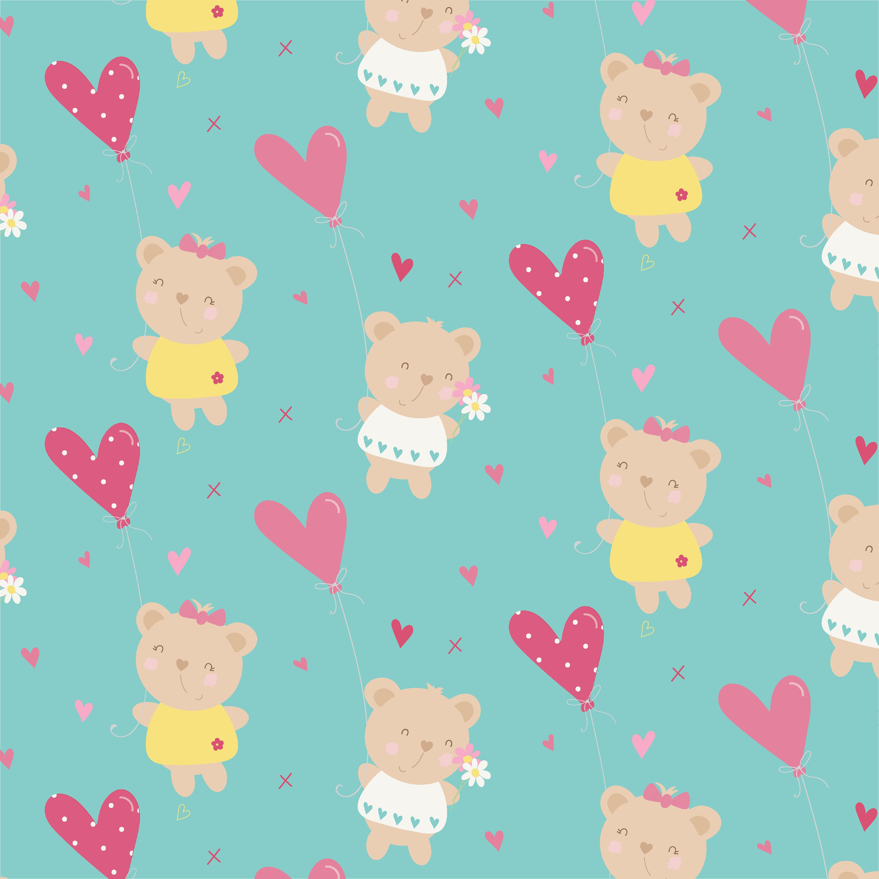 Bear Hugsvalentines Digital Paper Pack | Etsy