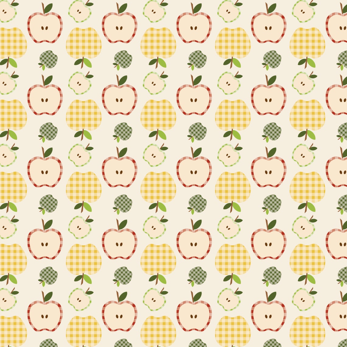Apple Digital Paper Pack,apples,gingham,stripe and Polka Dots ,yellow ...