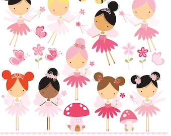 Garden Fairy, Princess Fairy, Flowers and Butterflies, Digital Clip Art ...