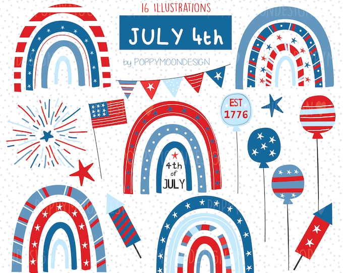 Rainbow Pack, Assorted Rainbows, Stars, Colourful Digital Clip Art Set ...