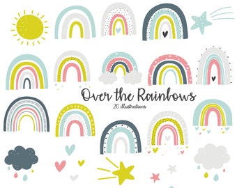 Rainbows, Pastel, Digital Clip Art Set - Etsy