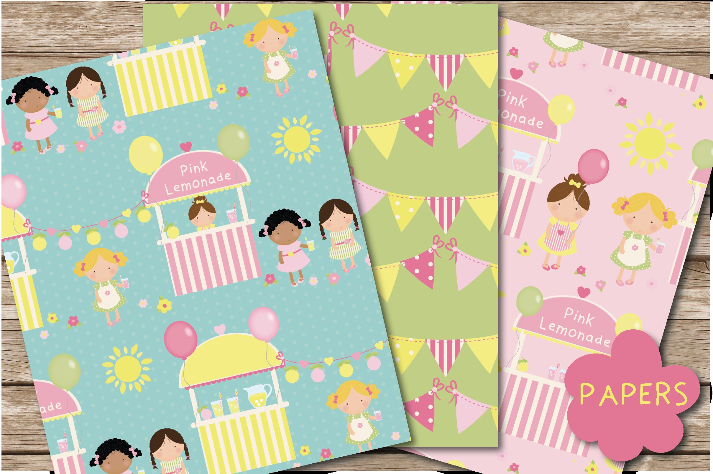 Lemonade Stand, Digital Printable Paper Pack - Etsy