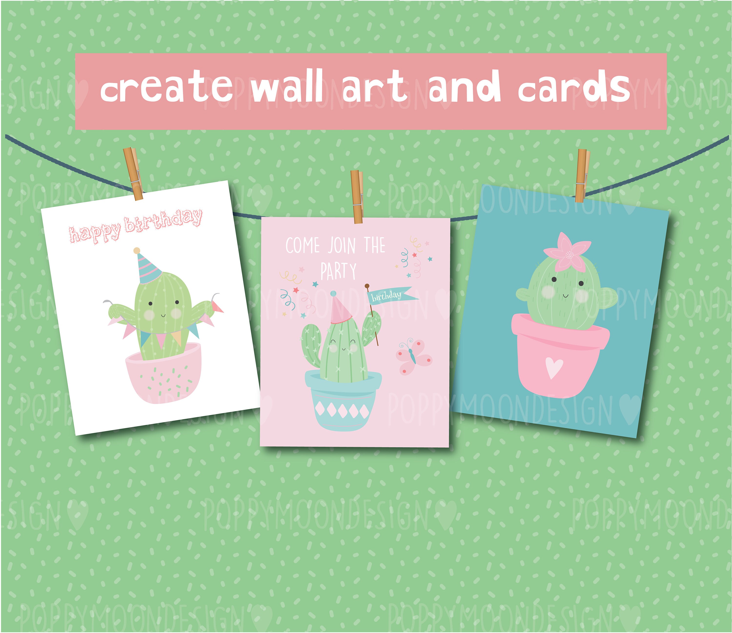 Cactus Party Digital Clip Art Set - Etsy UK