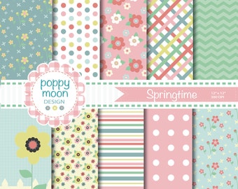 Spring Owls Garden Pastels Digital Paper Pack | Etsy