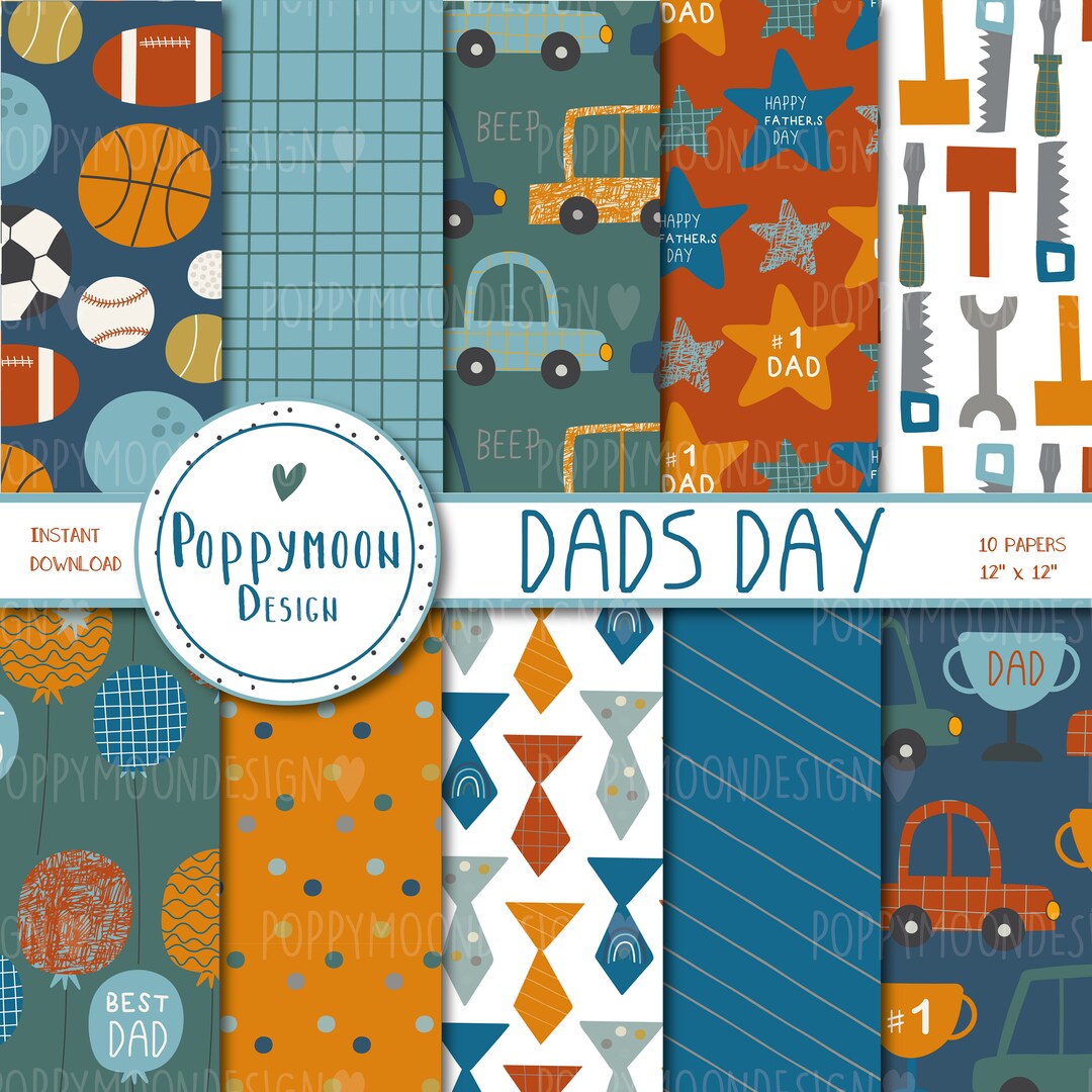 Dads Day , Fathers Day Patterns, Printable Digital Paper Pack - Etsy