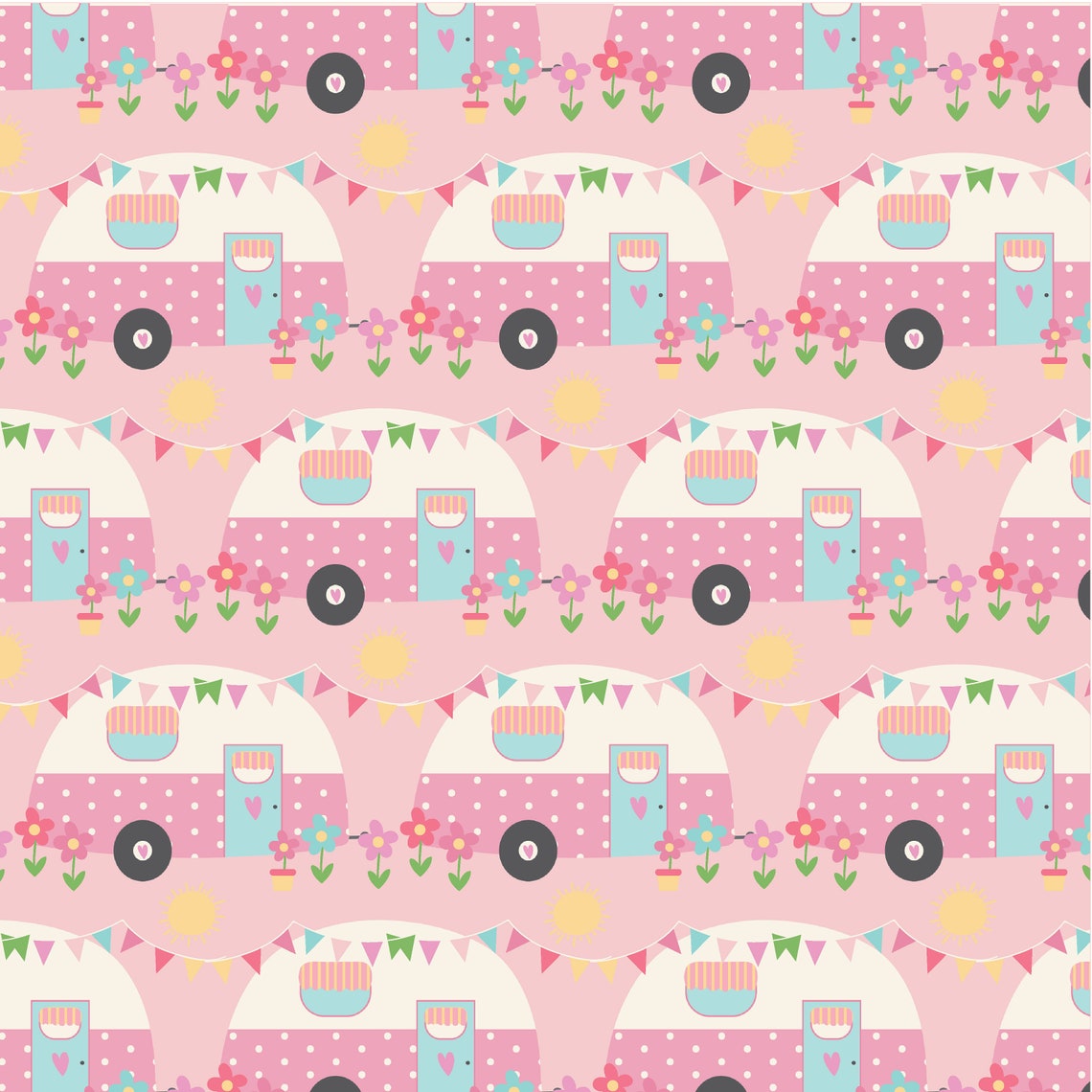 Happy Glamping Girls Camp Printable Digital Paper Pack. | Etsy