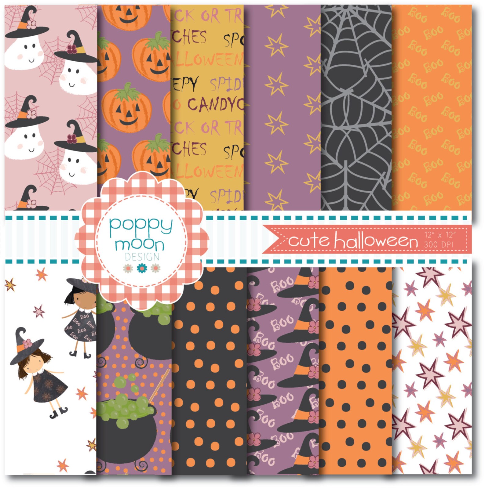 Cute Halloween Printable Digital Paper Pack - Etsy