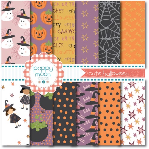 Cute Halloween Printable Digital Paper Pack - Etsy