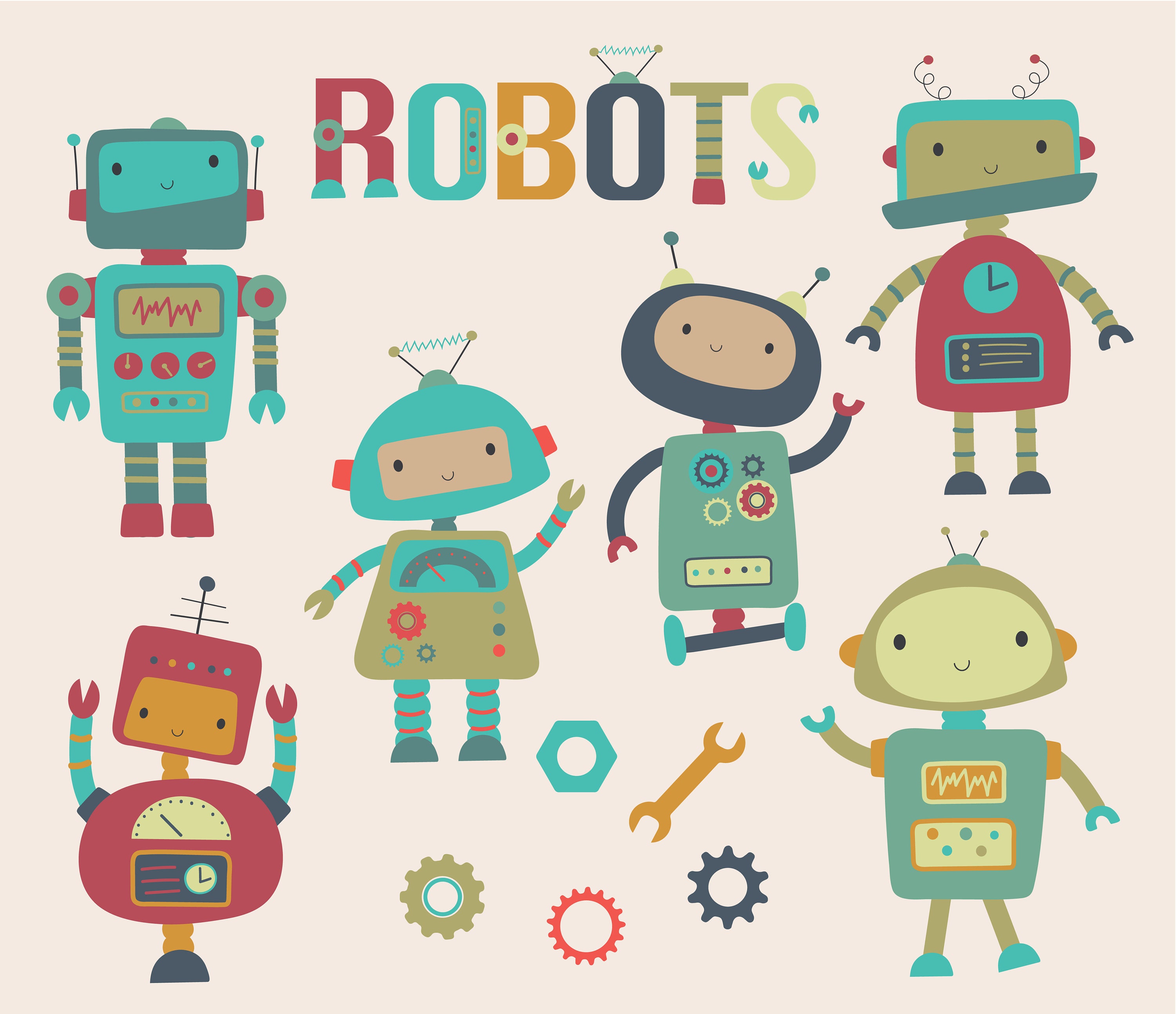 Robot Nuts And Bolts Clipart