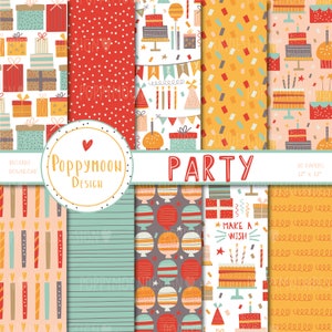 Party, Party Patterns,birthday Celebration, Printable Digital Paper ...