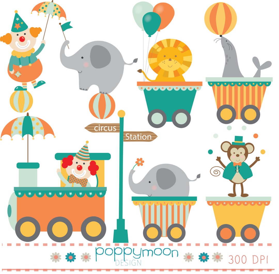 Circus Train, Digital Clip Art Set - Etsy