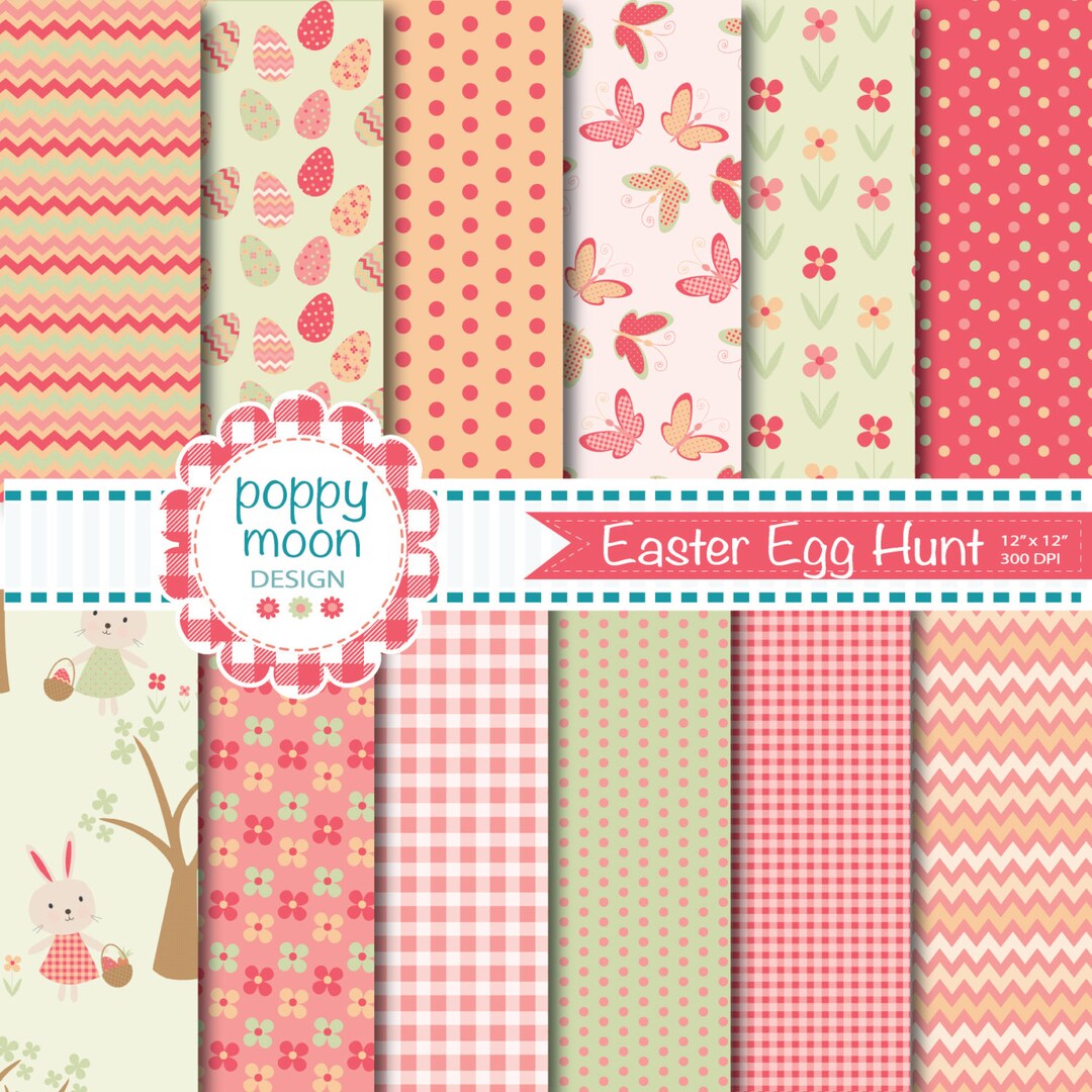Bunny Easter Egg Hunt, Printable Digital Paper Pack - Etsy