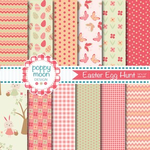 Bunny Easter Egg Hunt, Printable Digital Paper Pack - Etsy