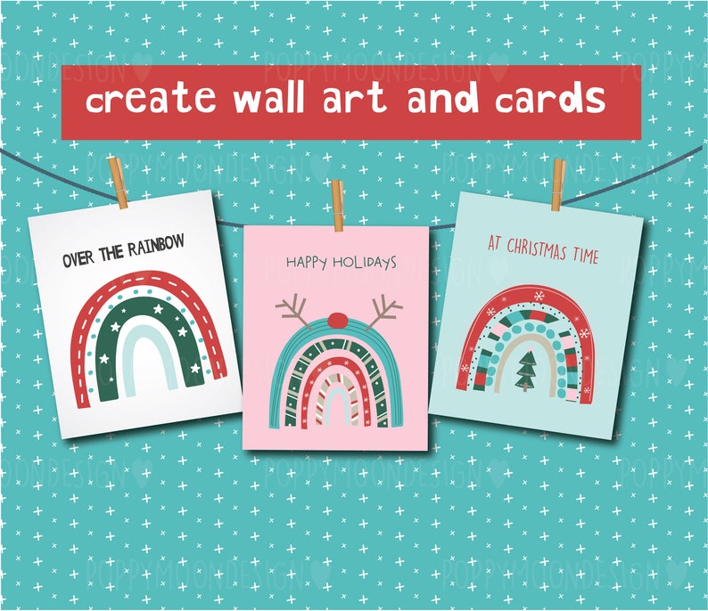 Holiday Rainbowschristmas Colourful Digital Clip Art Set - Etsy