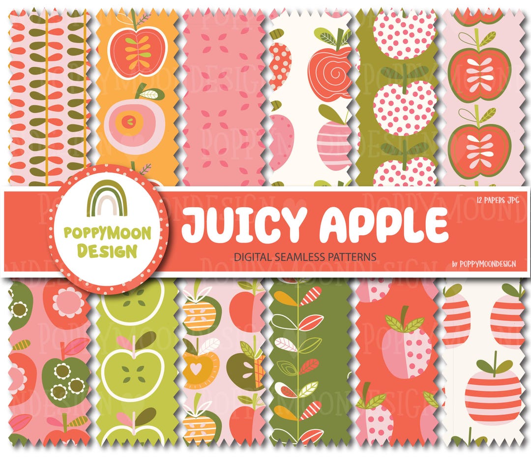 Colourful Apples Seamless Patterns - Modern and Stylish Design - Etsy