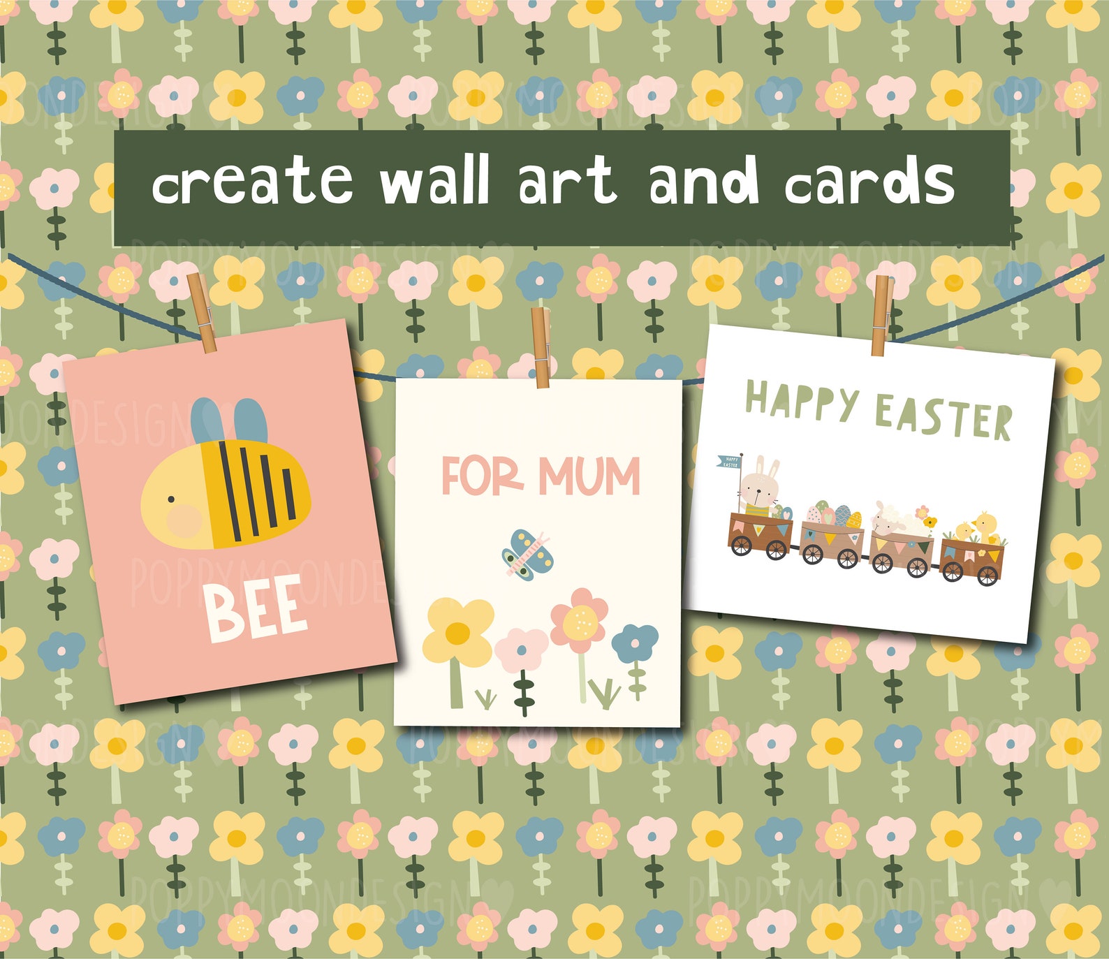 Easter Train Spring Digital Printable Clipart Set | Etsy