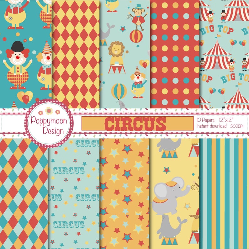 Circusprintable Digital Paper Pack - Etsy