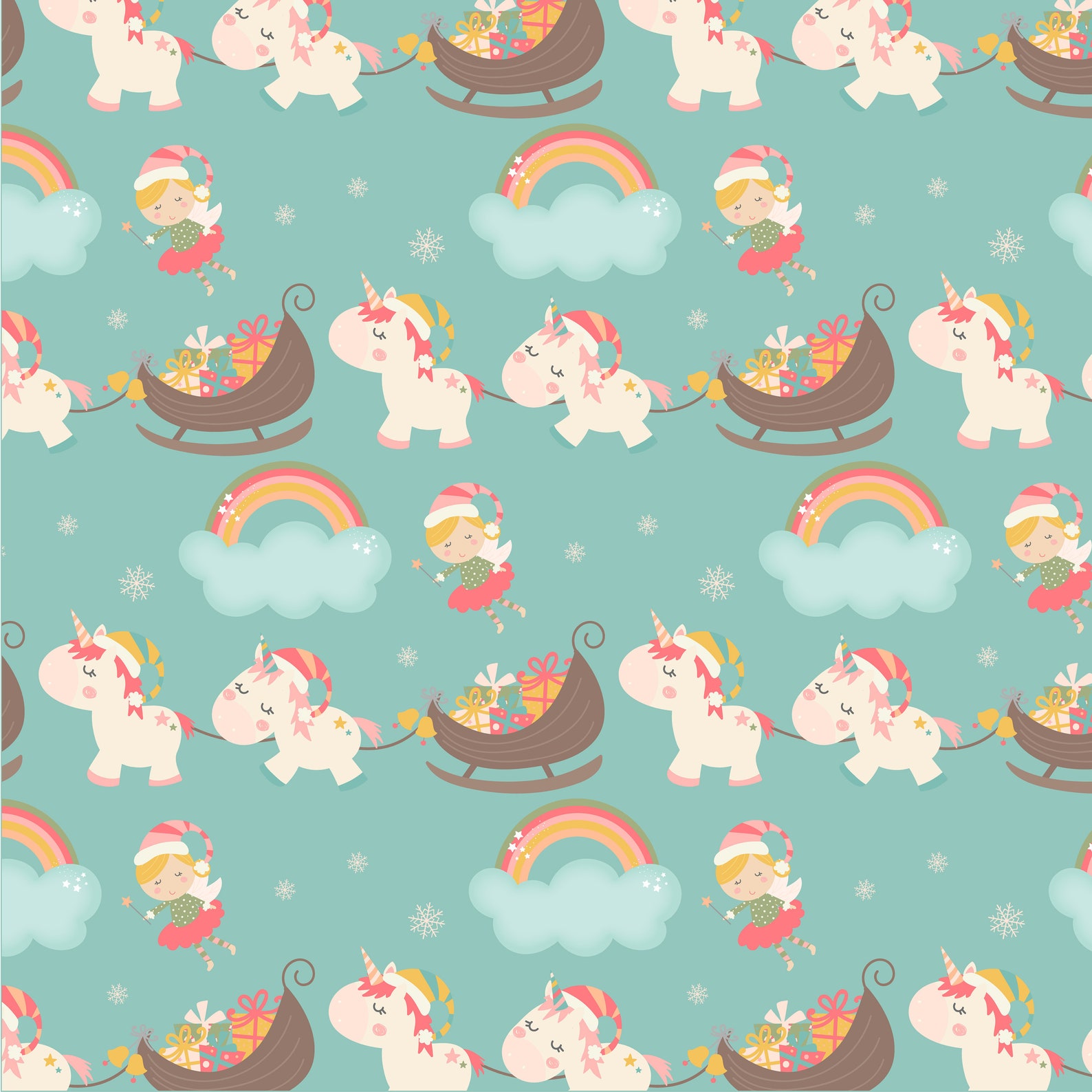 Christmas Unicorns and Fairies, Printable Digital Paper Pack - Etsy