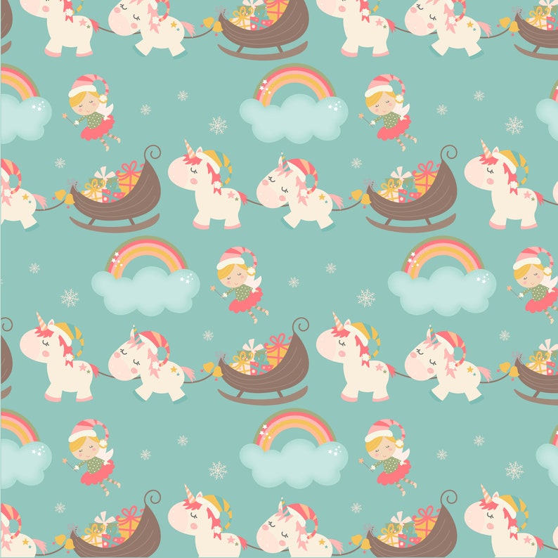 Christmas Unicorns and Fairies Printable Digital Paper Pack - Etsy