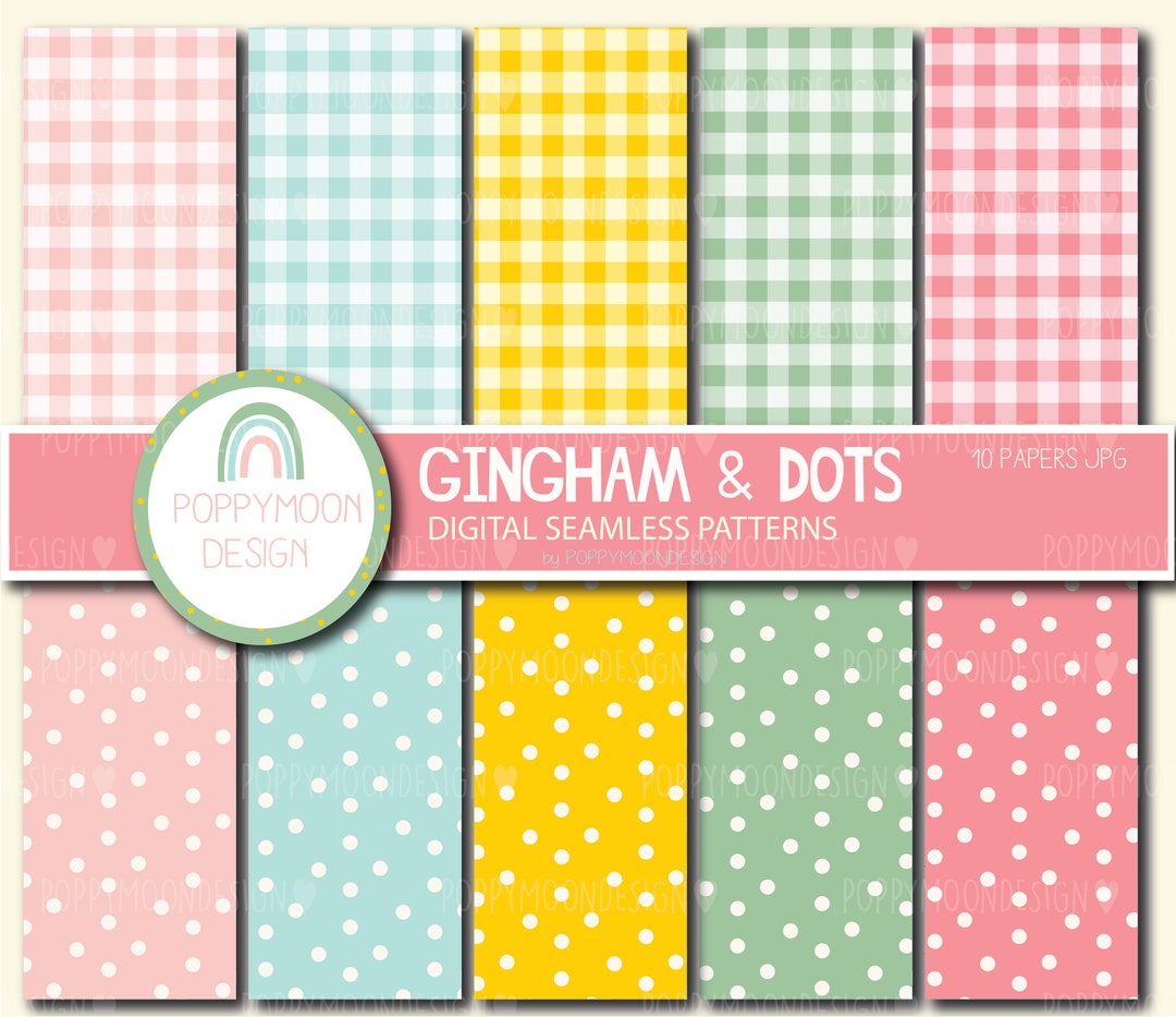 Gingham and Dots, Pastel, Printable Seamless Digital Paper Pack - Etsy