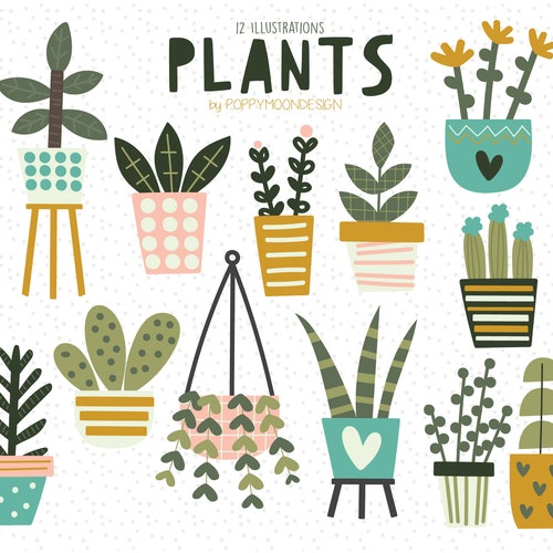 House Plants Botanical Digital Clip Art Set - Etsy
