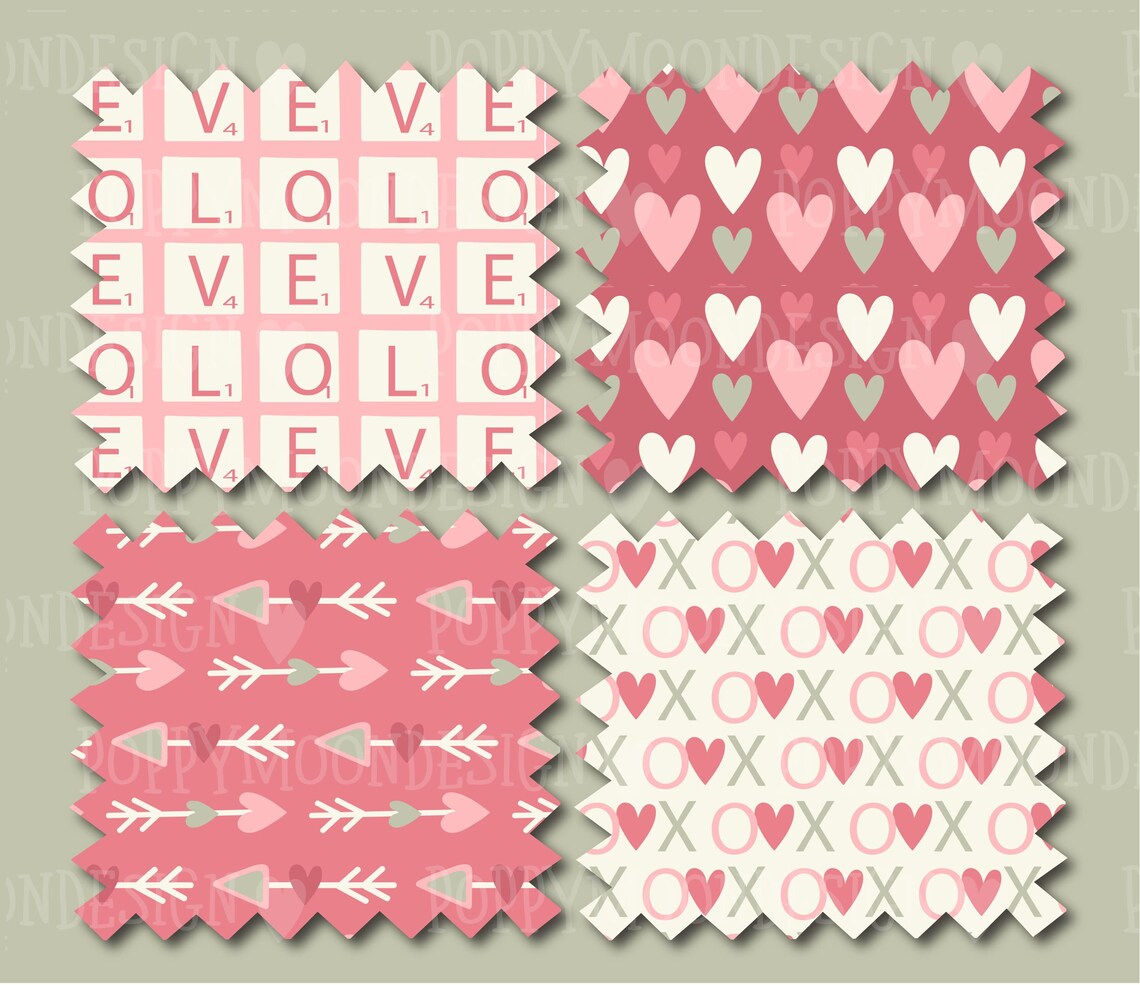 Valentine Hugs and Kisses Digital Pattern Set - Assorted Love Designs ...