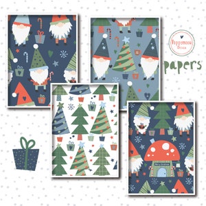 Christmas Gnomes, Christmas, Festive, Printable Digital Paper Pack - Etsy