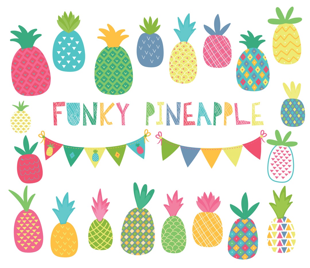 Funky Pineapples, Tropical Fruit , Digital Clip Art Set - Etsy