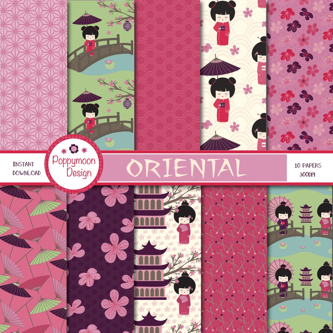 Oriental Papers, Geisha, Japanese, Commercial and Personal Use, Digital ...