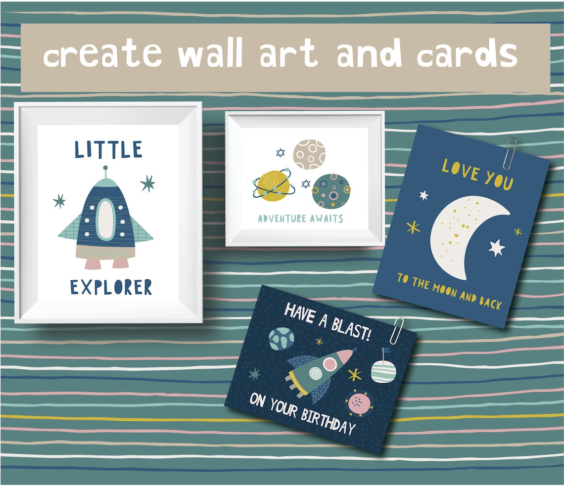 Space Fun Spaceships Printable Digital Clipart Set | Etsy