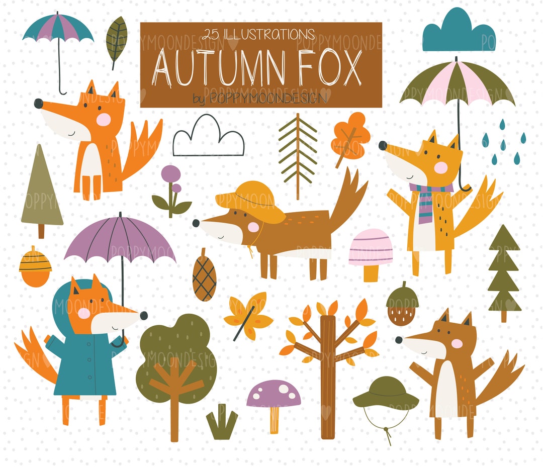 Autumn Fox, Fall, Digital Printable Clipart - Etsy