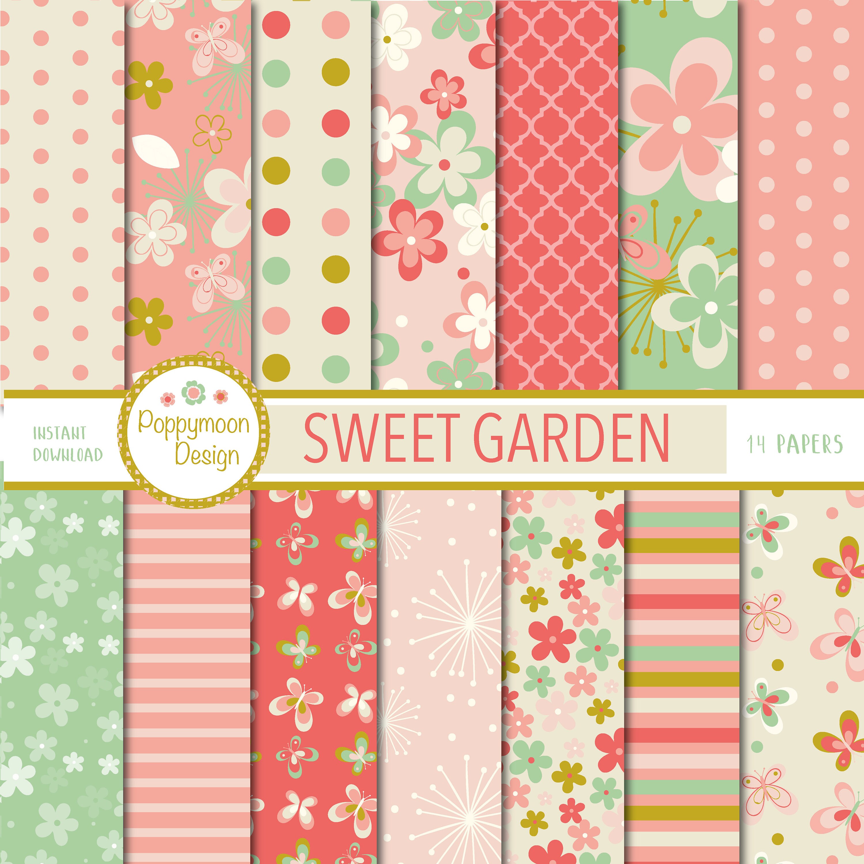 Sweet Garden, Flower, Butterflies, Digital Paper Pack - Etsy