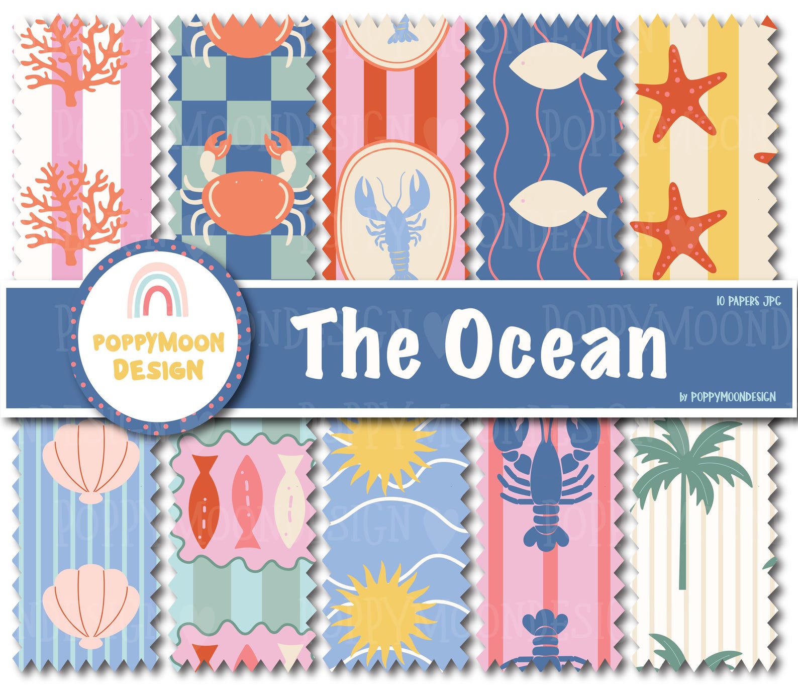 Trendy Ocean Inspired Patterns - Colourful and Modern Digital Prints - Etsy