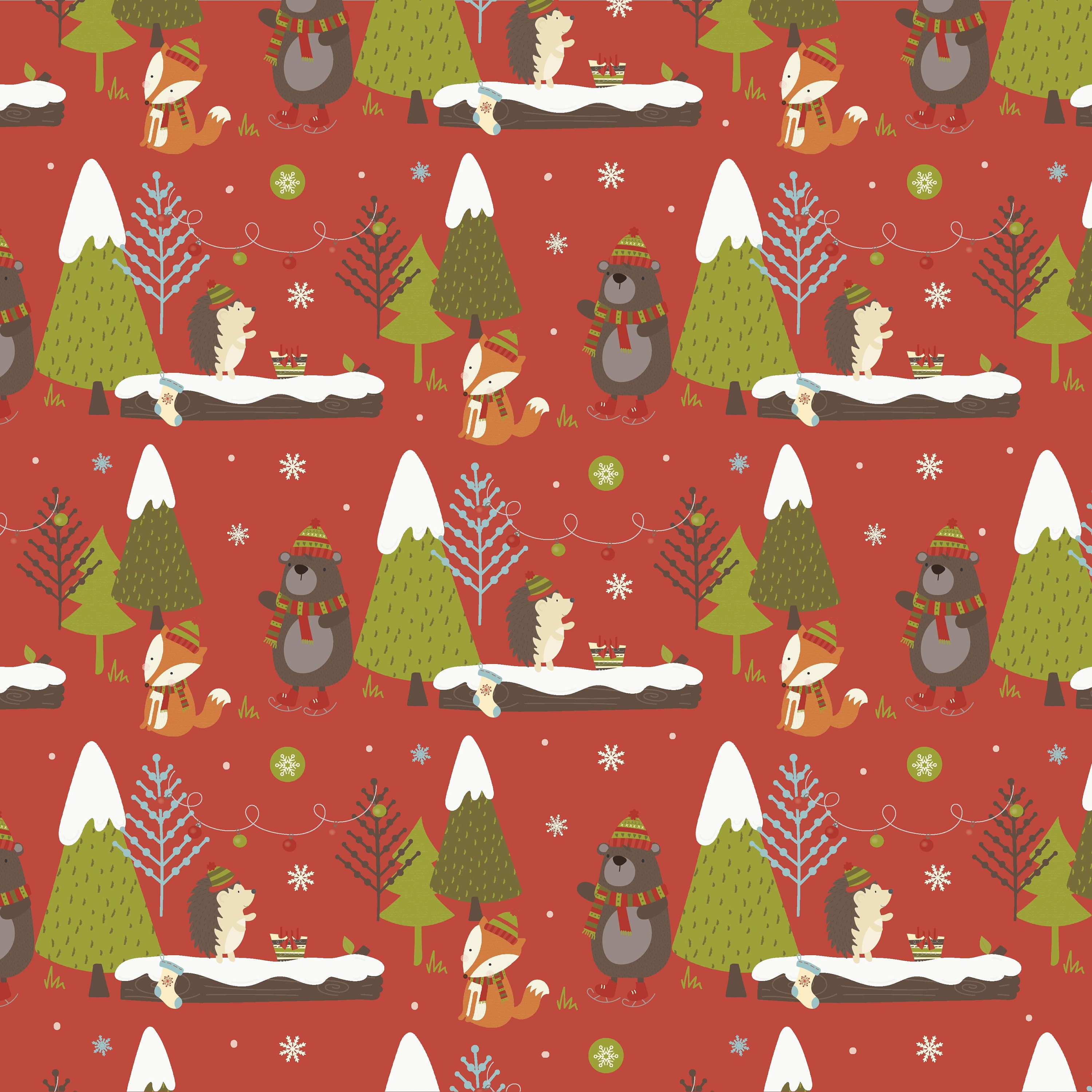 Christmas Forest Woodland Animals Printable Digital Paper | Etsy