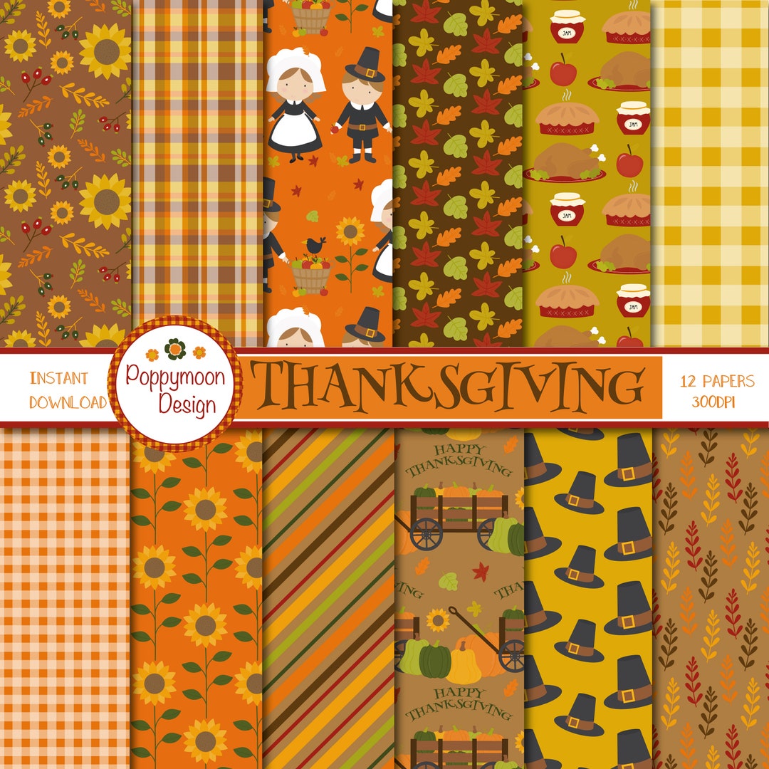Thanksgiving, Fall, Autumn, Harvest, Printable Digital Paper Pack - Etsy
