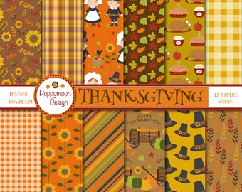 Fall/autumn Scarecrow Pumpkins Printable Digital Paper Pack | Etsy
