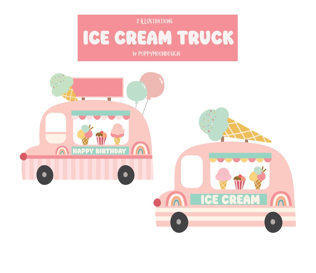 Fun Ice Cream Trucks Clipart Set for Girls - Instant Download - Etsy