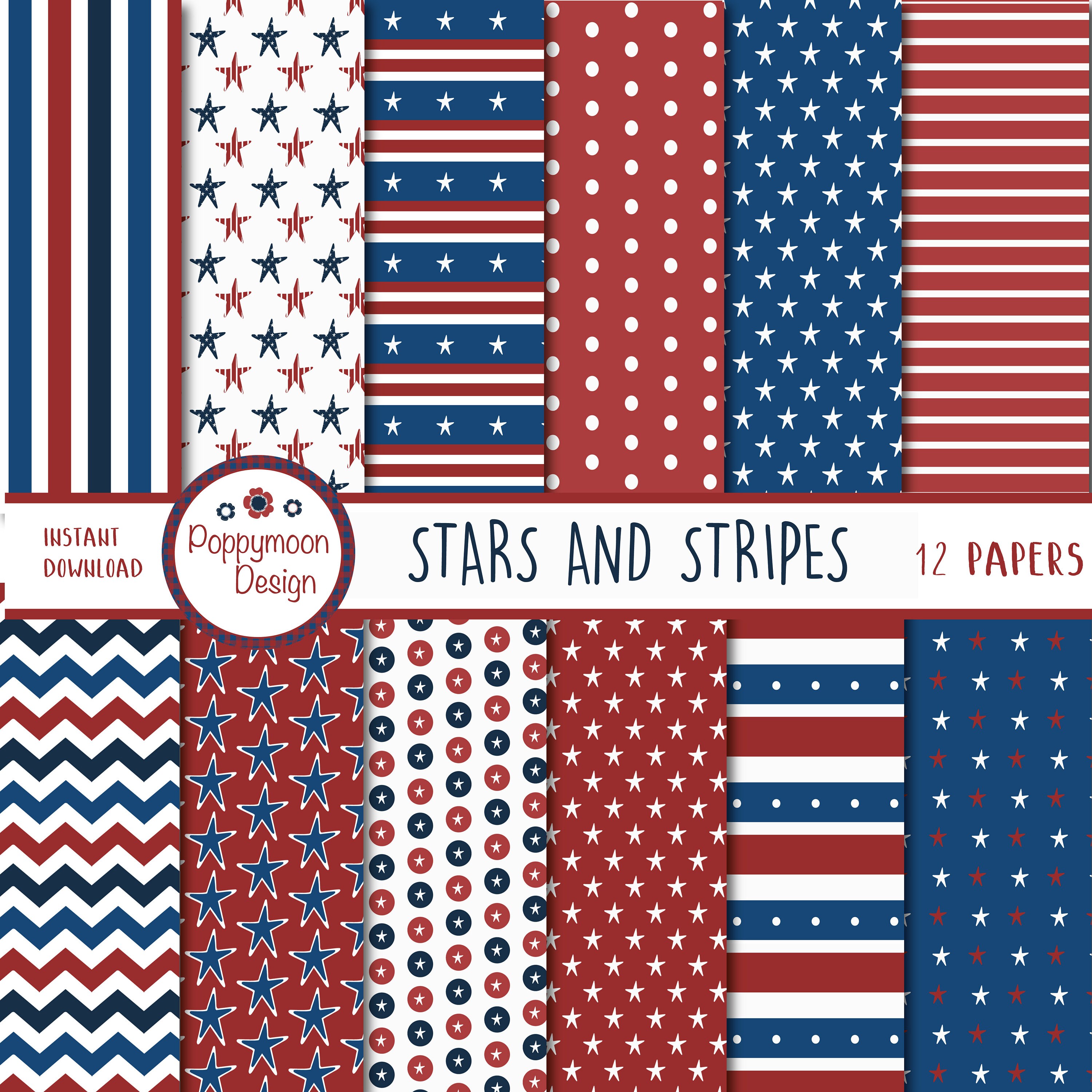 Stars and Stripes 4th Julypattern Paper Digital Paper - Etsy UK
