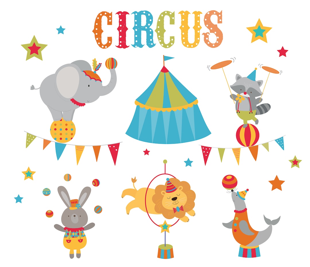 Colourful Circus, Digital Clip Art Set - Etsy