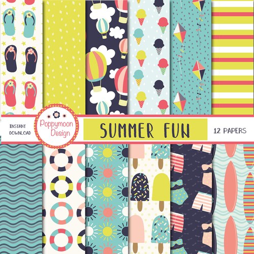 Beach Digital Paper Summer Pattern Summer Graphics Vacation - Etsy