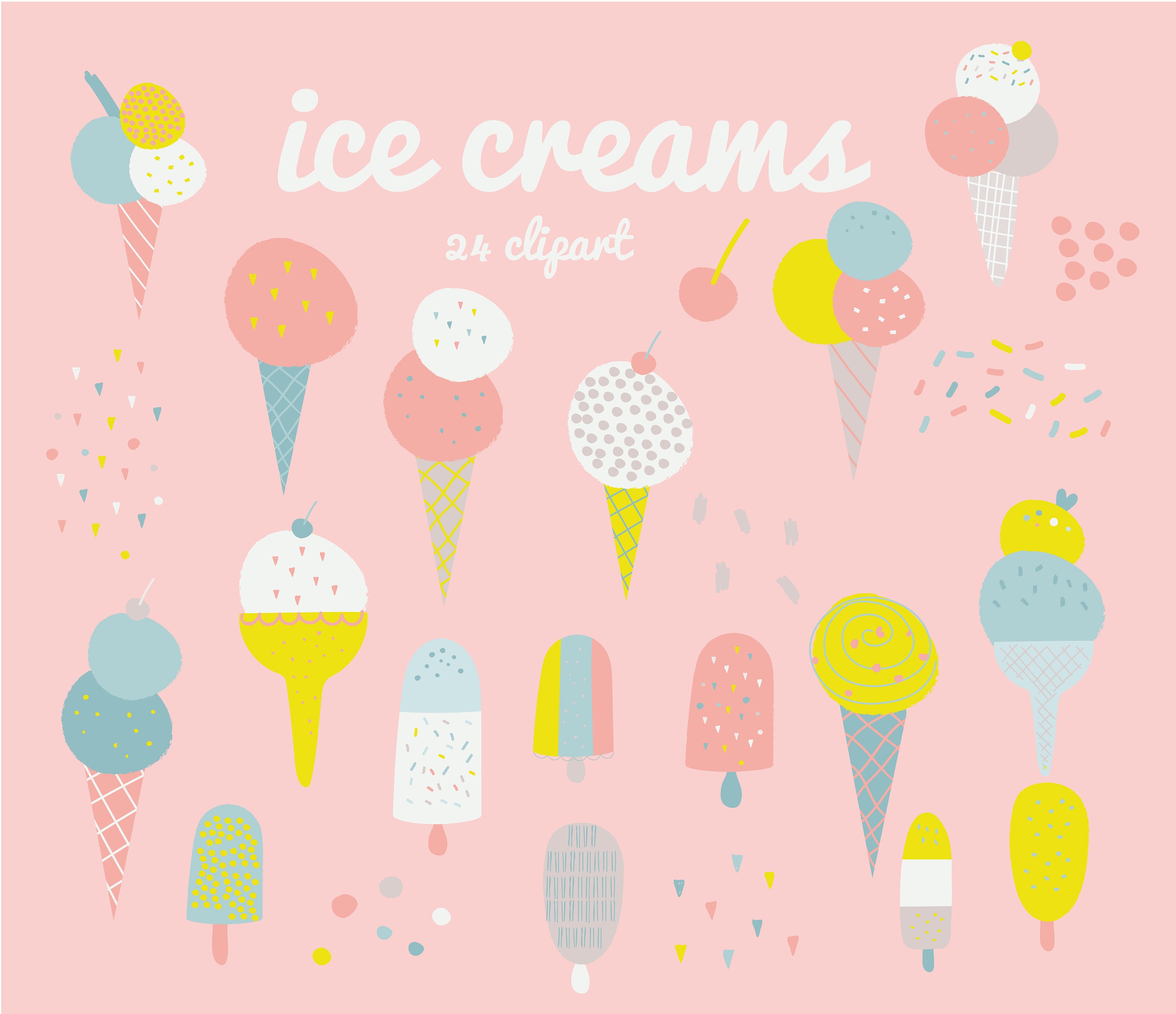 Ice Creams, Summer, Digital Clip Art Set - Etsy
