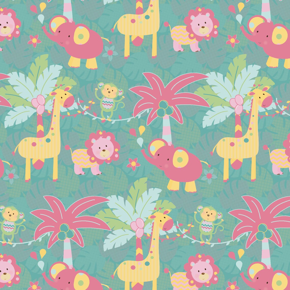 Pattern jungle animals girls printable digital paper pack | Etsy