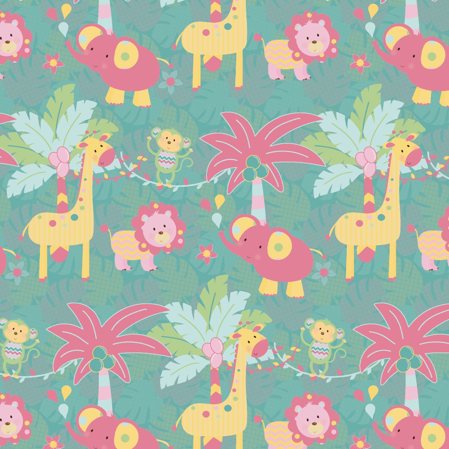 Pattern jungle animals girls printable digital paper pack | Etsy