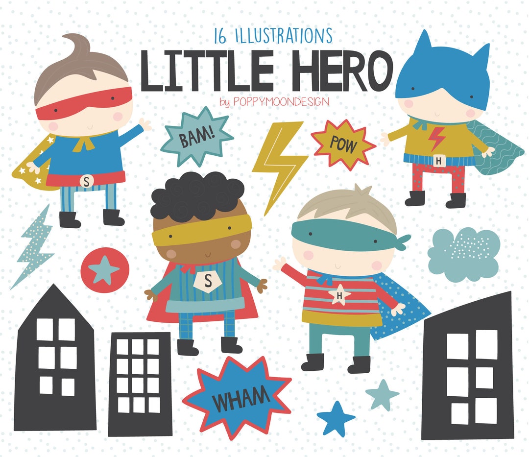 Little Hero, Cute Super Heros, Printable Digital Clipart Set - Etsy